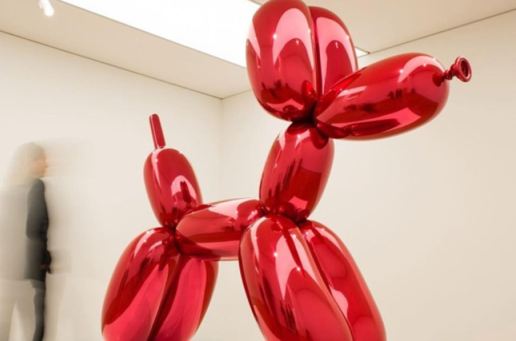 Patung Anjing Balon Ikonik Karya Jeff Koons Hancur - MerahPutih